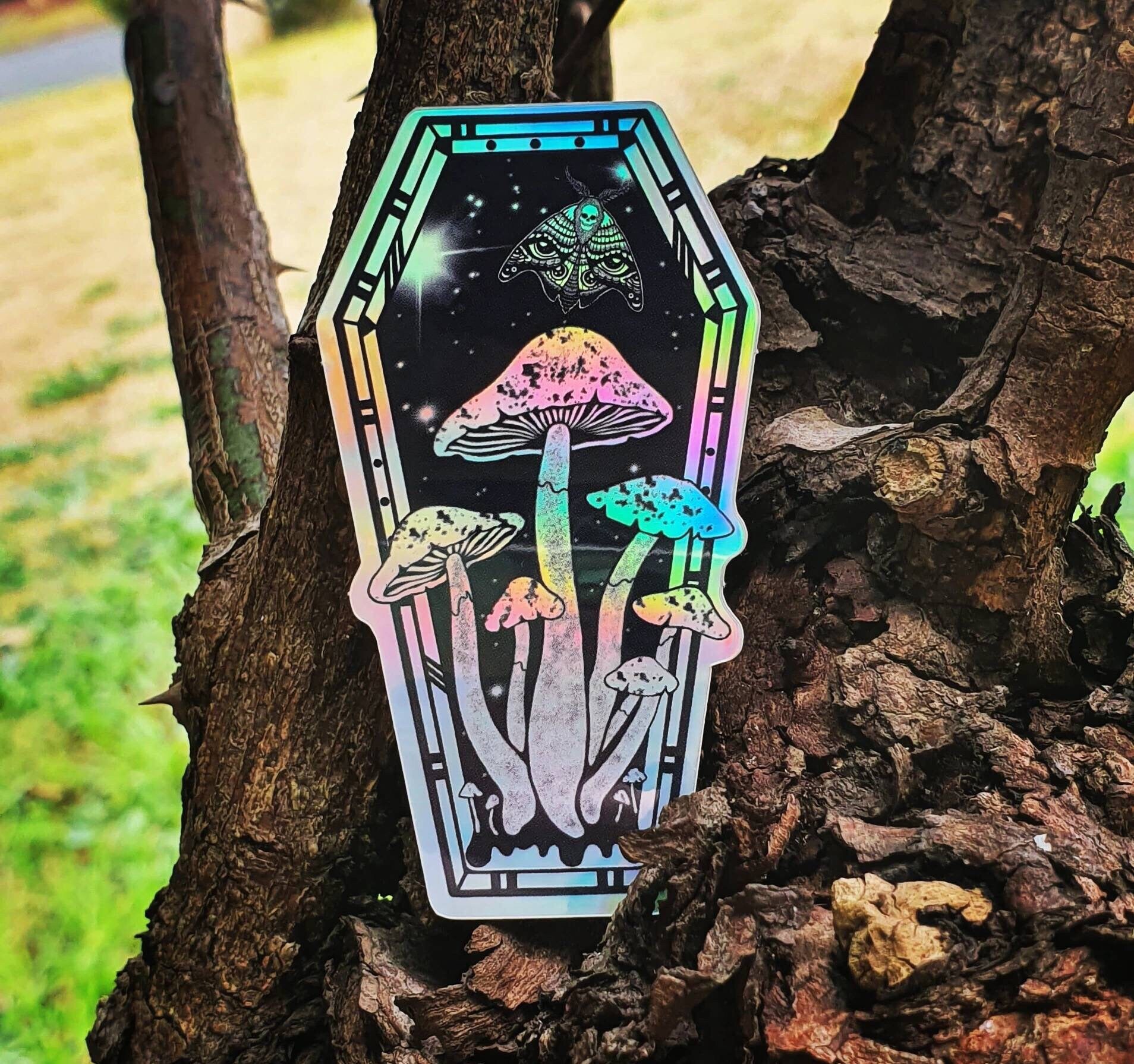 Mushroom Sticker. Coffin Sticker. Holographic Sticker. - Etsy