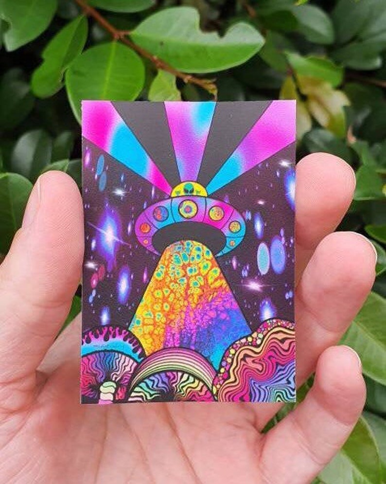 Alien UFO Sticker. Mushroom Psychedelic Trippy Sticker. Trippy | Etsy