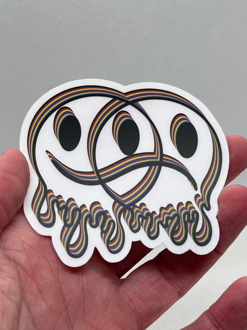 3D Clear Happy Sad Face Sticker. Melting Smiley Face Trippy - Etsy