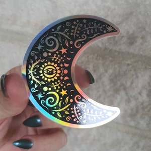 Beautiful Moon Holographic Sticker. Moon Sticker. Witch Sticker. Laptop ...