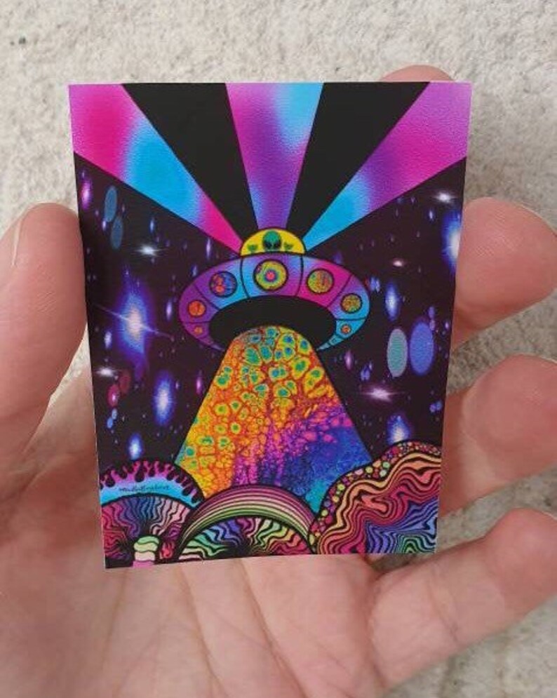 Alien UFO Sticker. Mushroom Psychedelic Trippy sticker. Trippy | Etsy