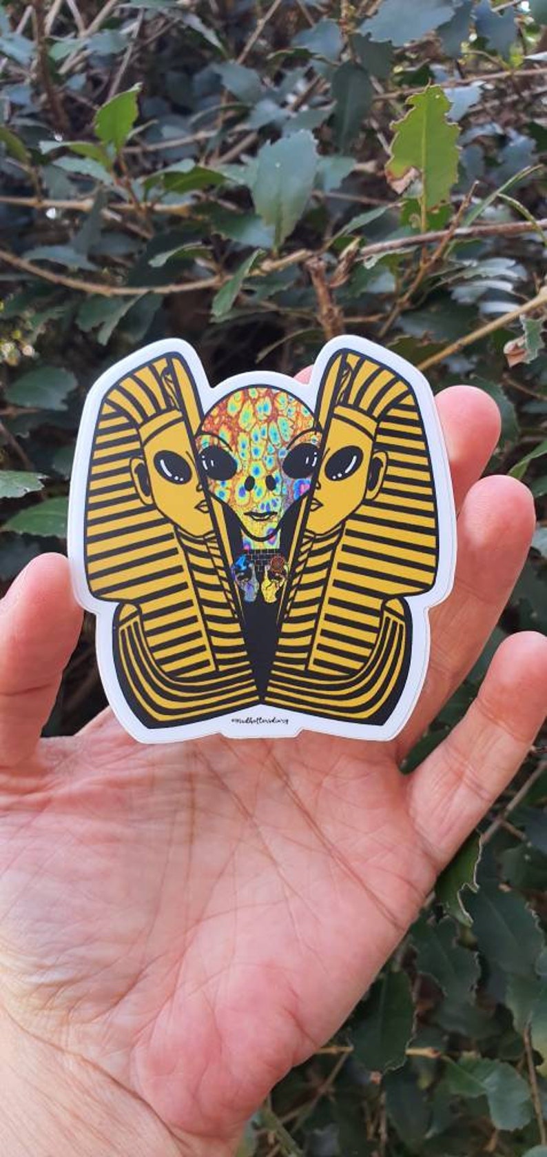 Alien Inside Tutankhamen. Egyptian Sticker. Trippy Sticker. | Etsy