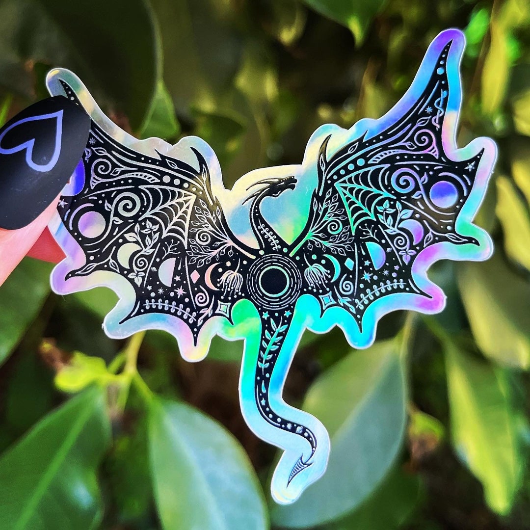 Dragon Holographic Sticker. Sun and Moon Sticker. Witch Sticker. Laptop ...