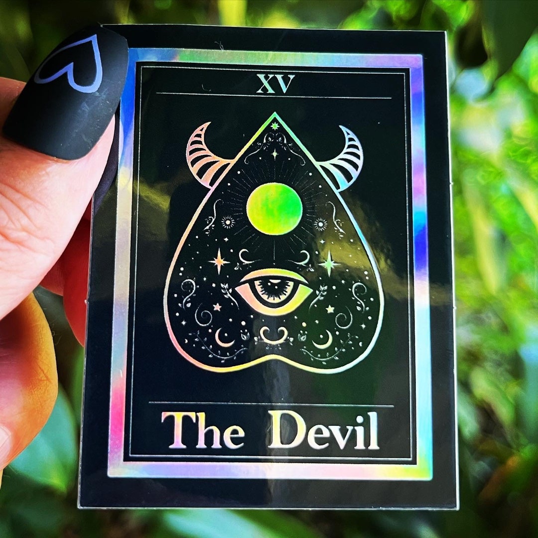 The Devil Tarot Card Holographic Sticker. Waterproof Stickers. High ...