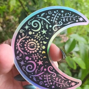 Beautiful Moon Holographic Sticker. Moon Sticker. Witch Sticker. Laptop ...