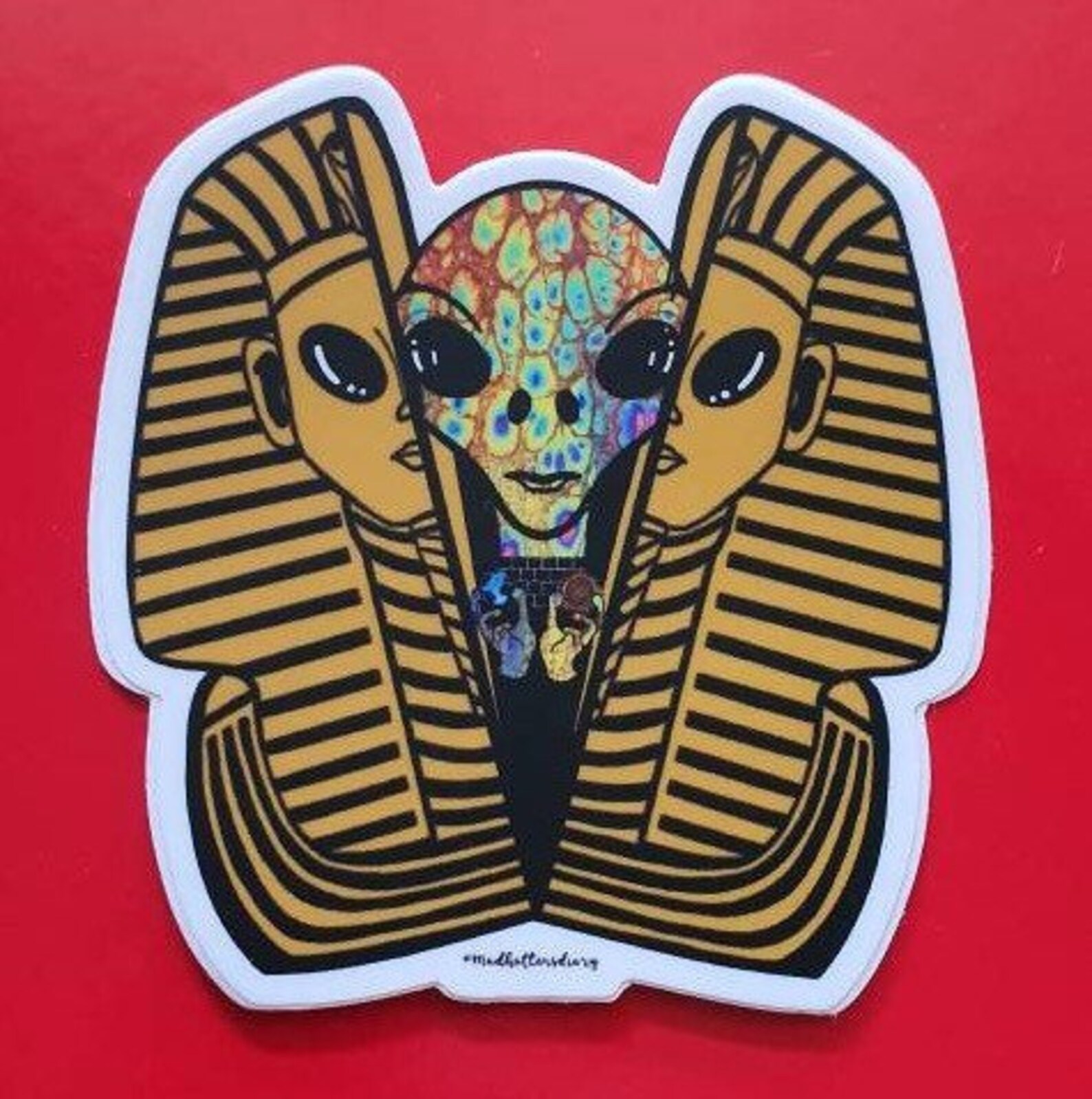 Alien Inside Tutankhamen. Egyptian Sticker. Trippy Sticker. | Etsy
