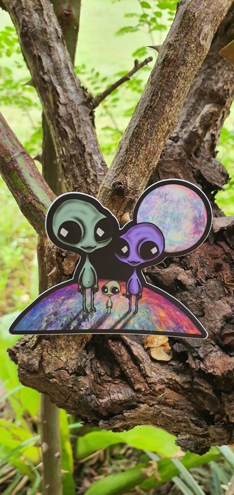 Alien Family Psychedelic Trippy sticker. Waterproof Stickers | Etsy
