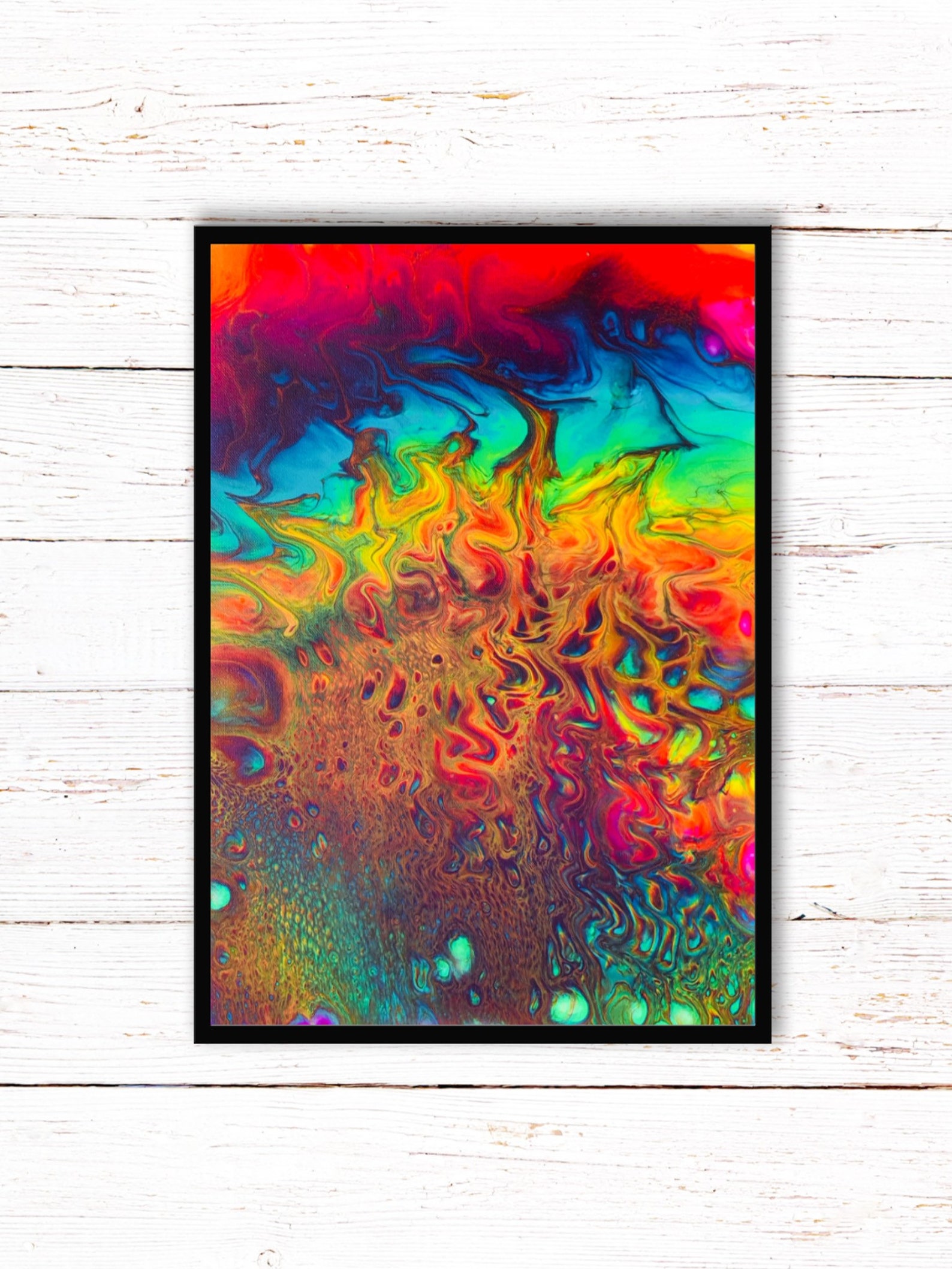 Psychedelic Fire Painting Print Cool Art Poster - Etsy
