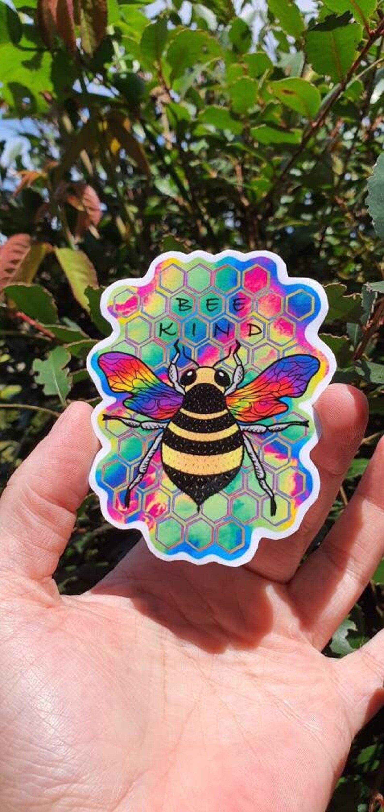 Bee Sticker. Bee Kind Sticker. Psychedelic Honey Bee Vinyl | Etsy