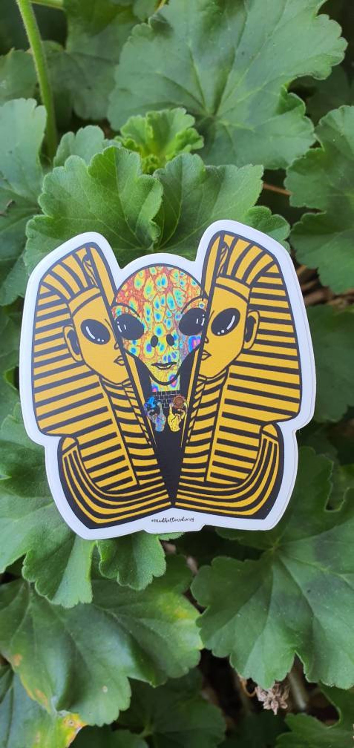Alien Inside Tutankhamen. Egyptian Sticker. Trippy Sticker. | Etsy