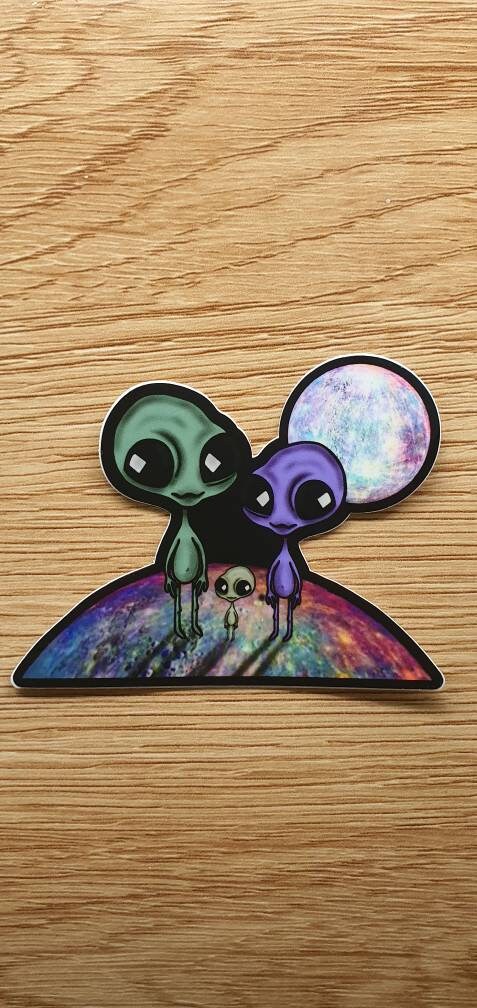Alien Family Psychedelic Trippy sticker. Waterproof Stickers | Etsy