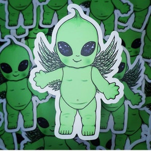 Green Alien Baby Stickers. Doll Sticker. UV Indoor and Outdoor Stickers ...