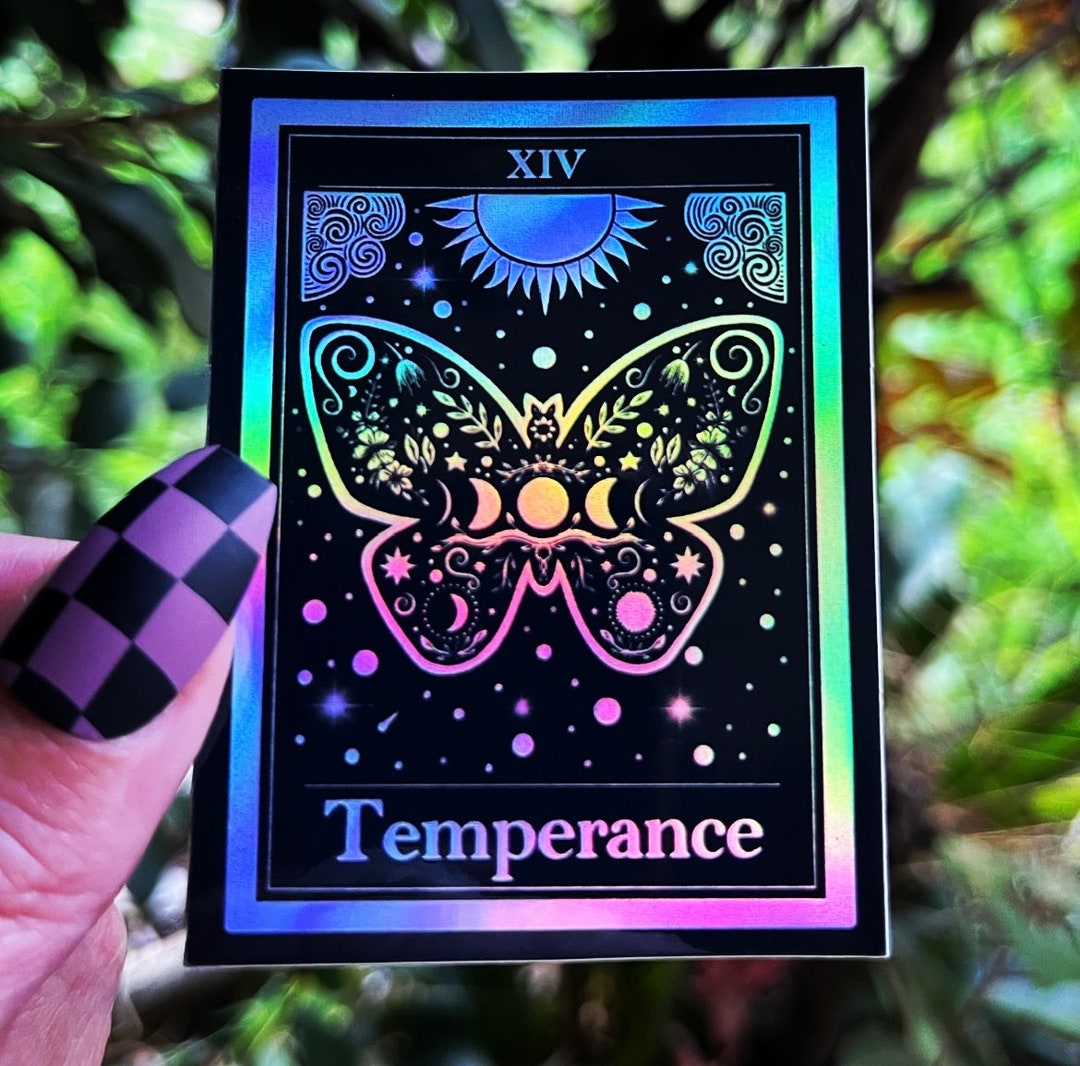 Tarot Card Holographic Sticker. Temperance Butterfly Sticker ...