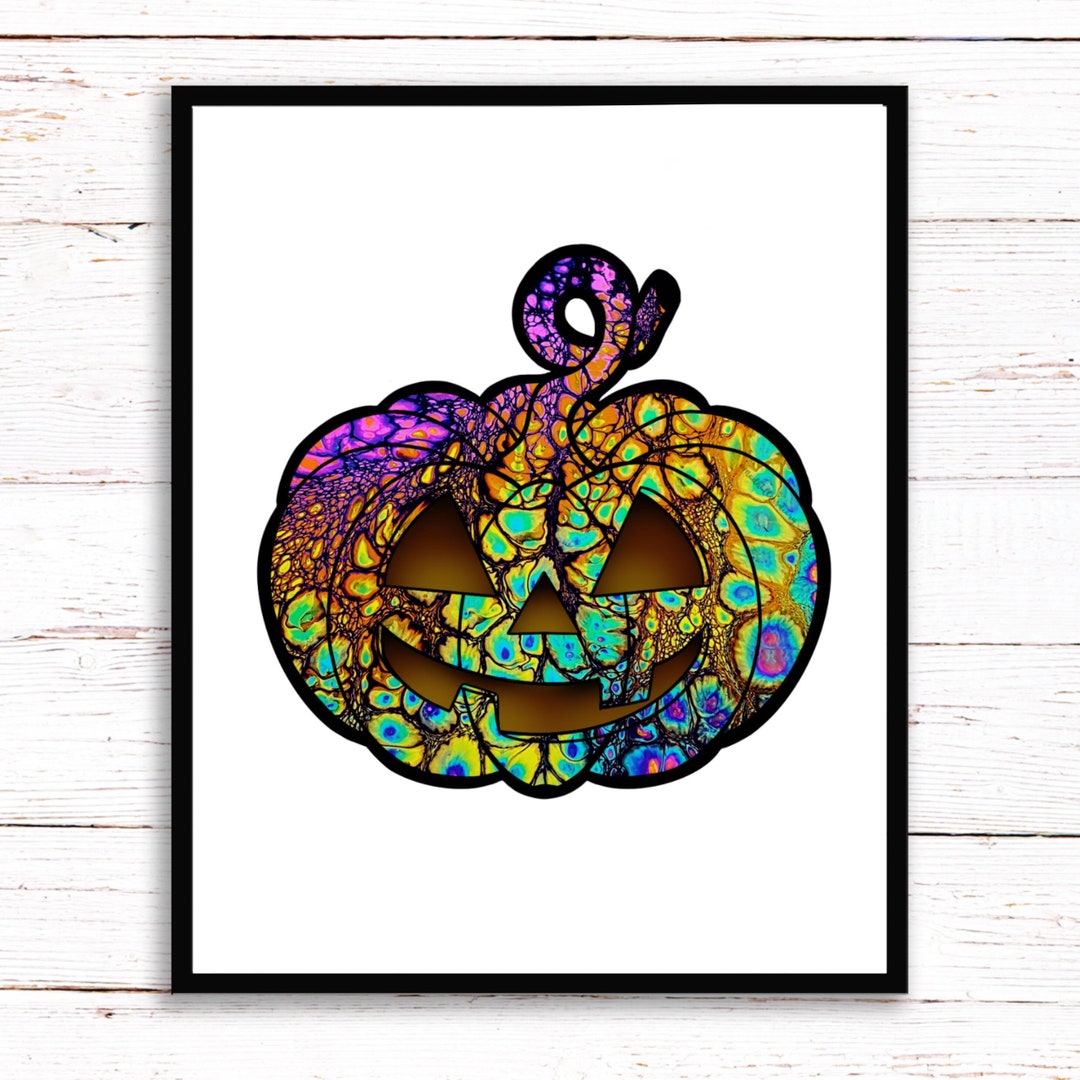 Trippy Halloween Pumpkin Print A3, A4, A5 or 4x6 Trippy Art Poster - Etsy