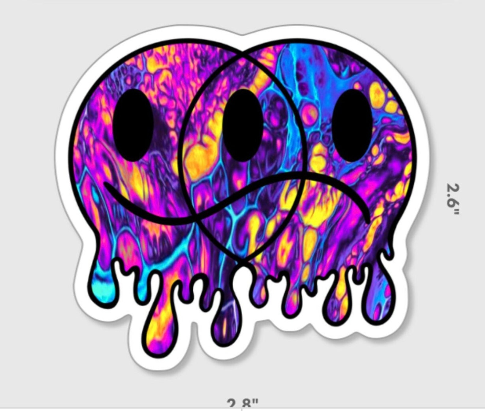 Happy Sad Face Sticker. Melting Smiley Face Trippy Sticker. - Etsy ...