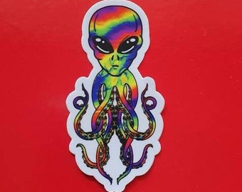 Holographic Alien Octopus. Psychedelic Trippy Sticker. UV | Etsy