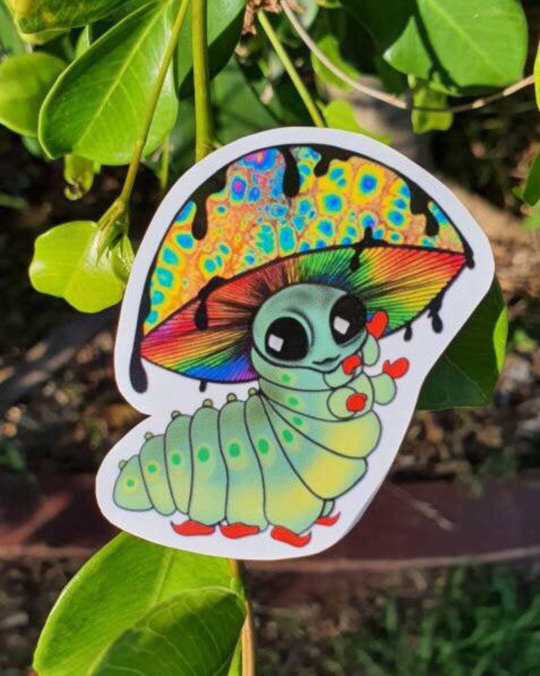Mushroom Alien Caterpillar Sticker Trippy Sticker. Psychedelic Laptop ...