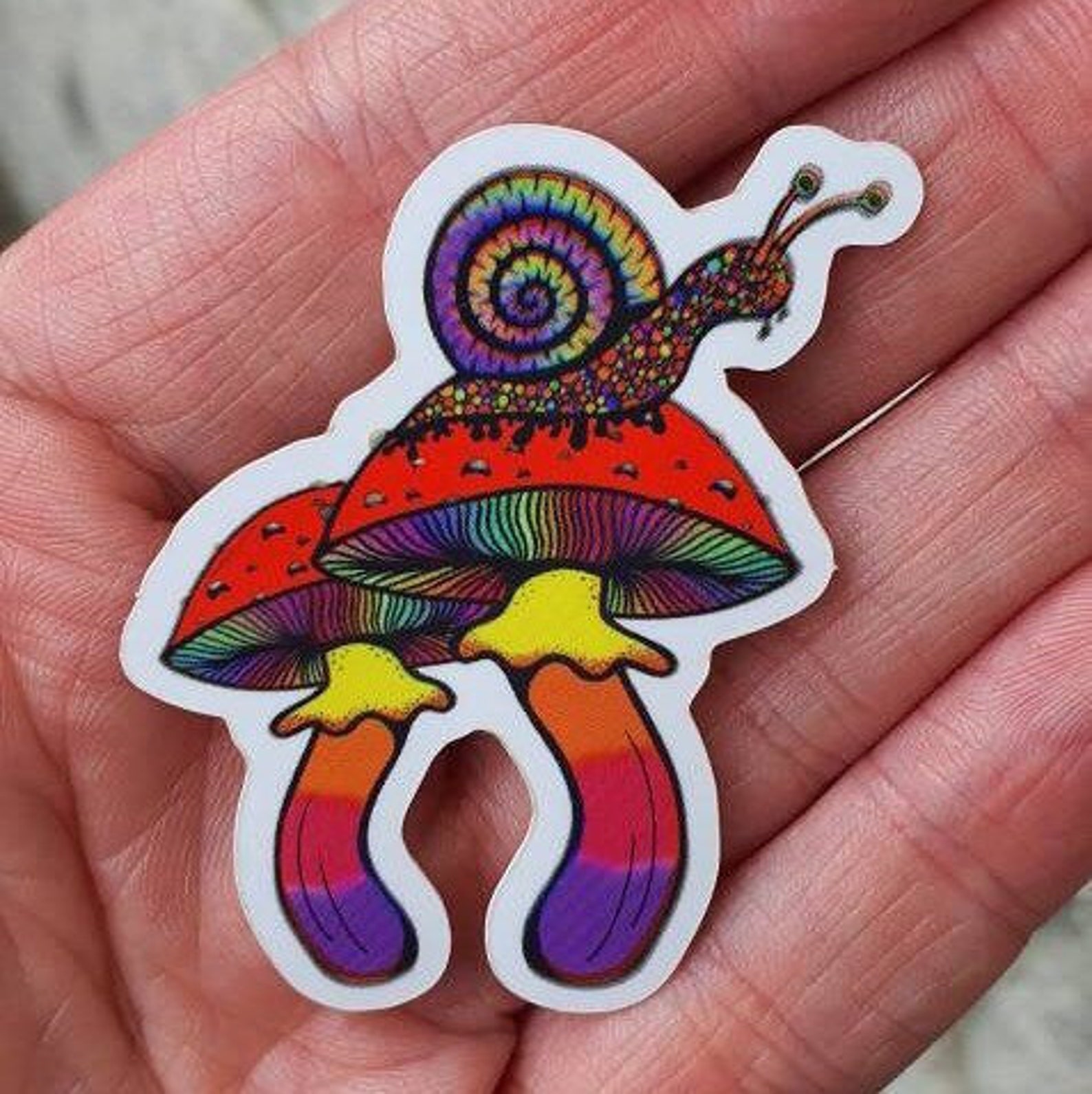 Trippy Snail on Mushrooms Sticker. Waterproof High Quality - Etsy Israel