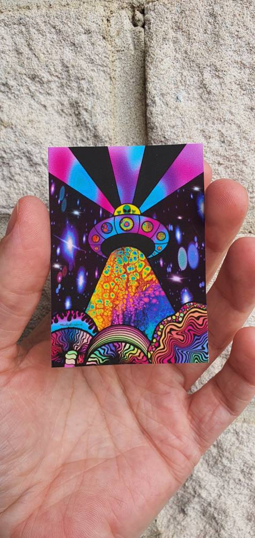 Alien UFO Sticker. Mushroom Psychedelic Trippy Sticker. Trippy Sticker ...
