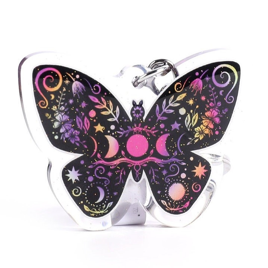 Butterfly Keyring Keychain. Epoxy Resin Clear Keyring. Glitter ...