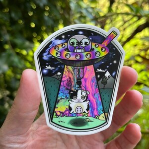 Alien UFO Cow Abduction. Vending Machine Sticker. Alien Sticker - Etsy