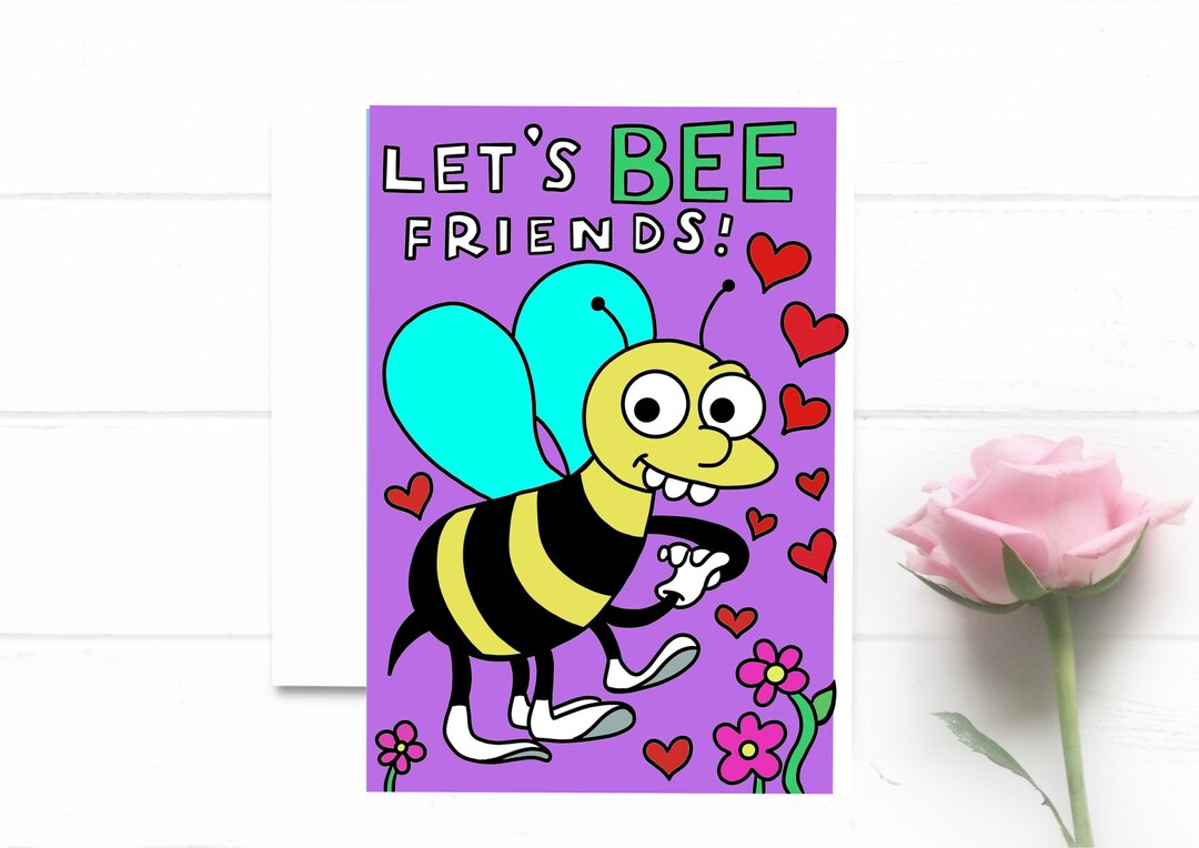 Valentine's Day Card. Let's BEE Friends. Funny Gift for Valentine ...