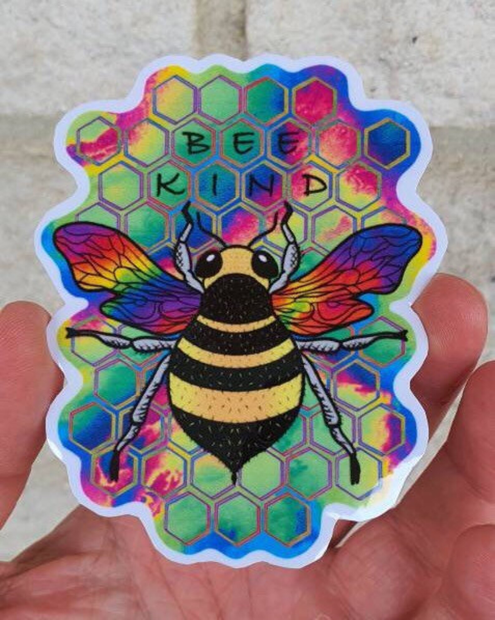 Bee Sticker. Bee Kind Sticker. Psychedelic Honey Bee Vinyl | Etsy