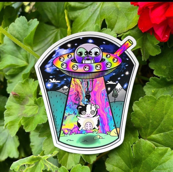 Alien UFO Cow Abduction. Vending Machine Sticker. Alien - Etsy