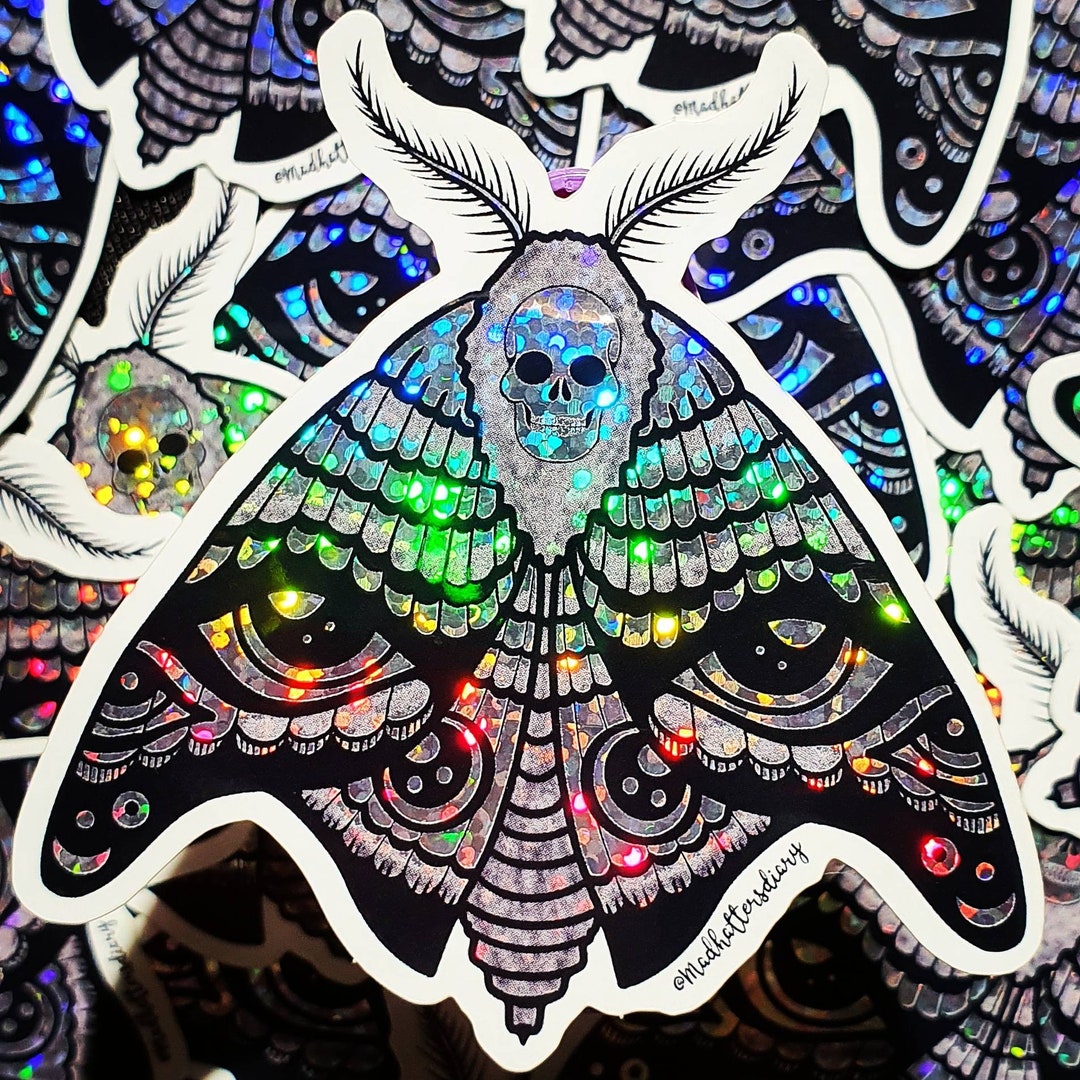 Glitter Holographic Moth Sticker - Etsy