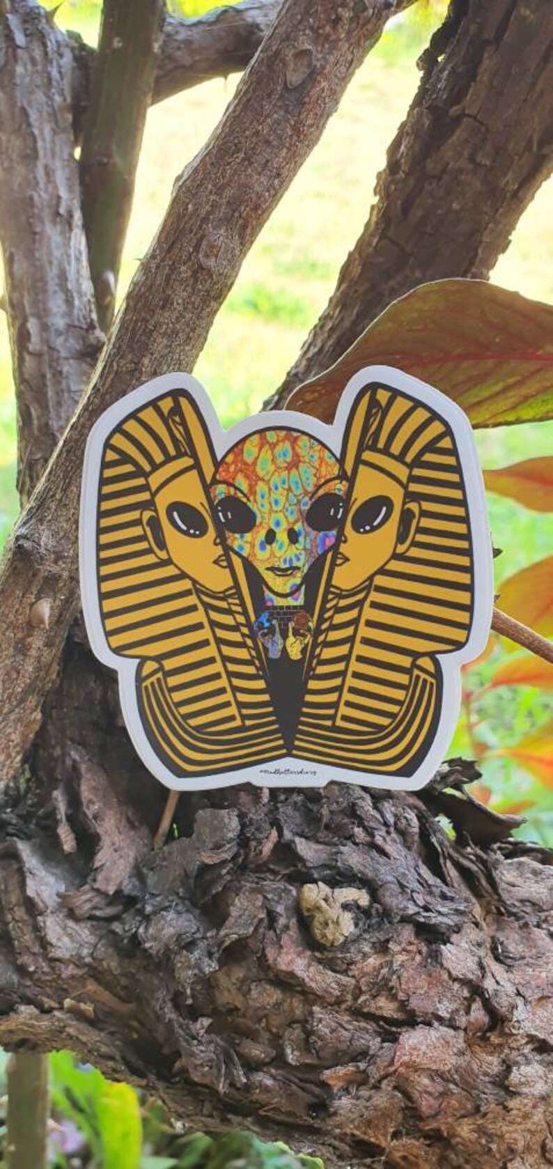 Alien Inside Tutankhamen. Egyptian Sticker. Trippy Sticker. | Etsy