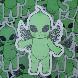 Green Alien Baby Stickers. Doll Sticker. UV Indoor and Outdoor Stickers ...