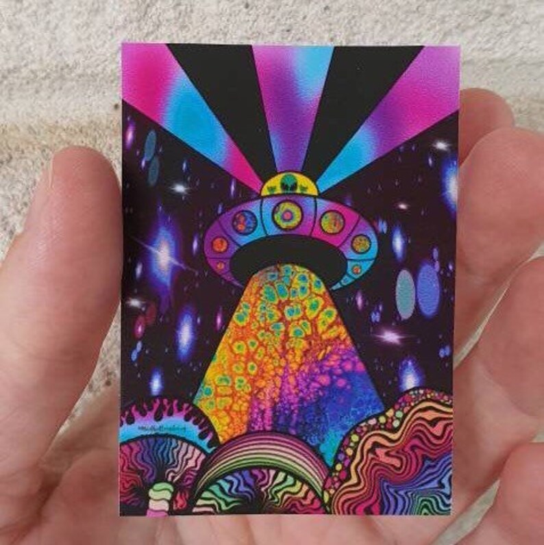 Alien UFO Sticker. Mushroom Psychedelic Trippy Sticker. Trippy - Etsy ...