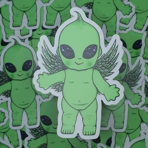 Green Alien Baby Stickers. Doll Sticker. UV Indoor and Outdoor Stickers ...