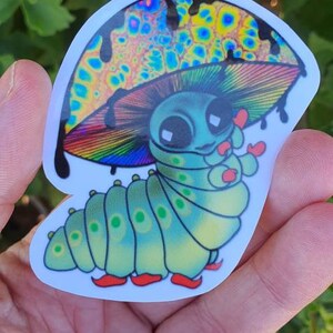 Mushroom Alien Caterpillar Sticker Trippy Sticker. Psychedelic Laptop ...