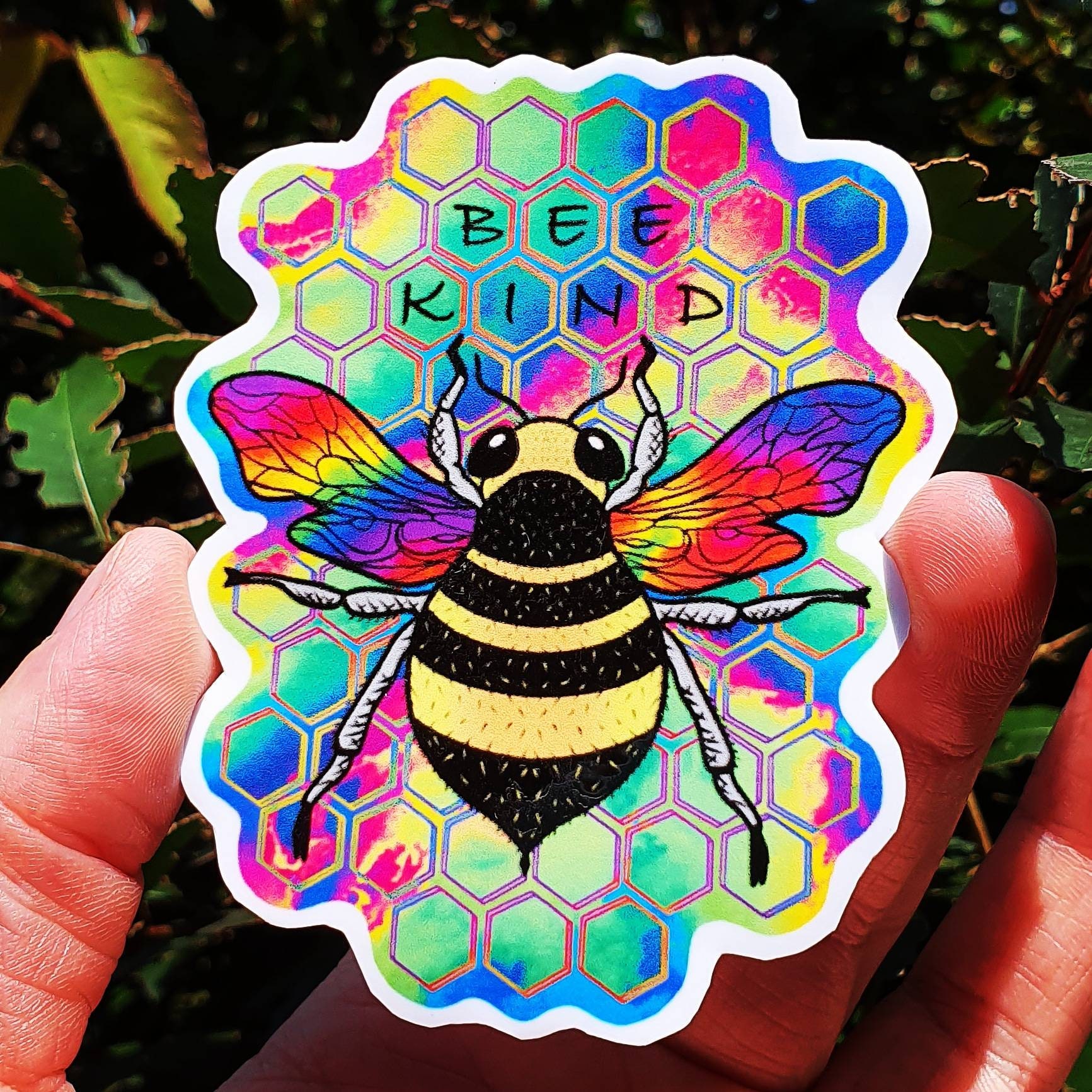 Bee Sticker. Bee Kind Sticker. Psychedelic Honey Bee Vinyl | Etsy