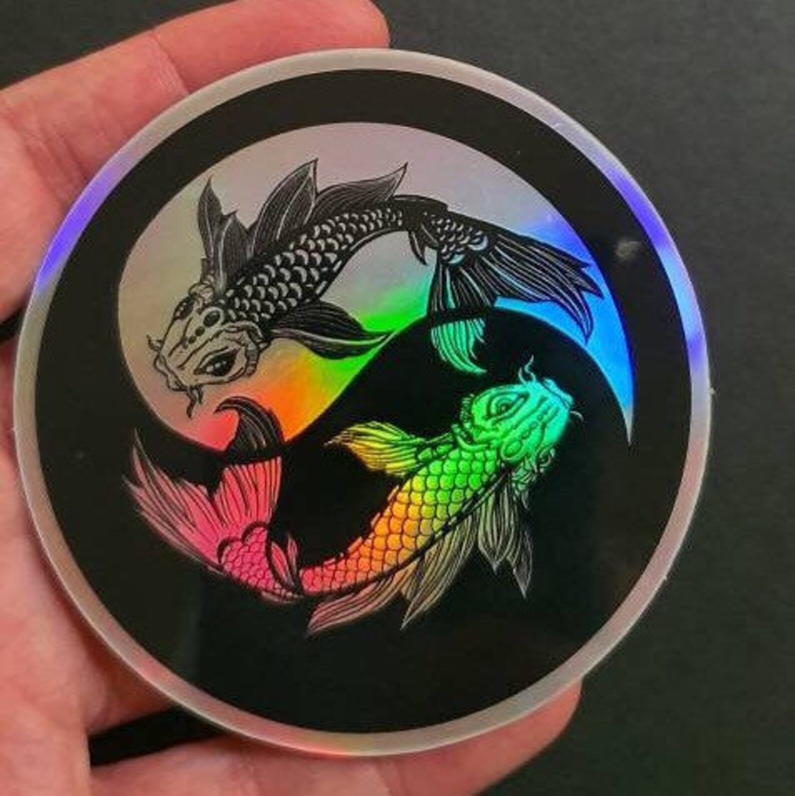Holographic Koi Fish Sticker. Yin Yang Sticker. Laptop | Etsy