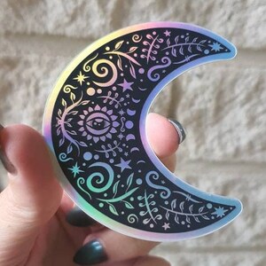 Beautiful Moon Holographic Sticker. Moon Sticker. Witch Sticker. Laptop ...