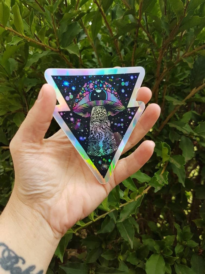 Holographic Mushroom Alien Sticker. Mushroom Eyeball Spaceship | Etsy