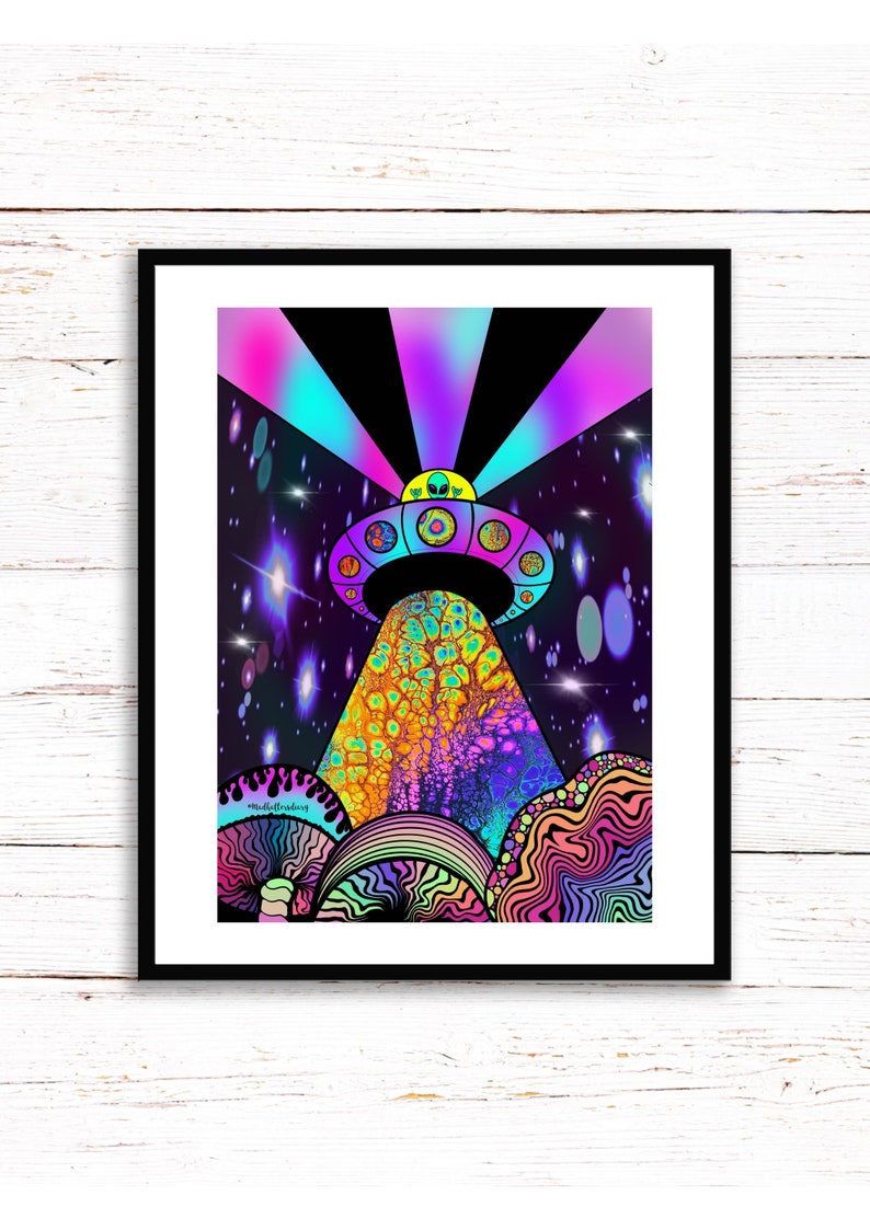 Alien UFO Art Print. Mushrooms. Trippy. Psychedelic. A3 A4 - Etsy