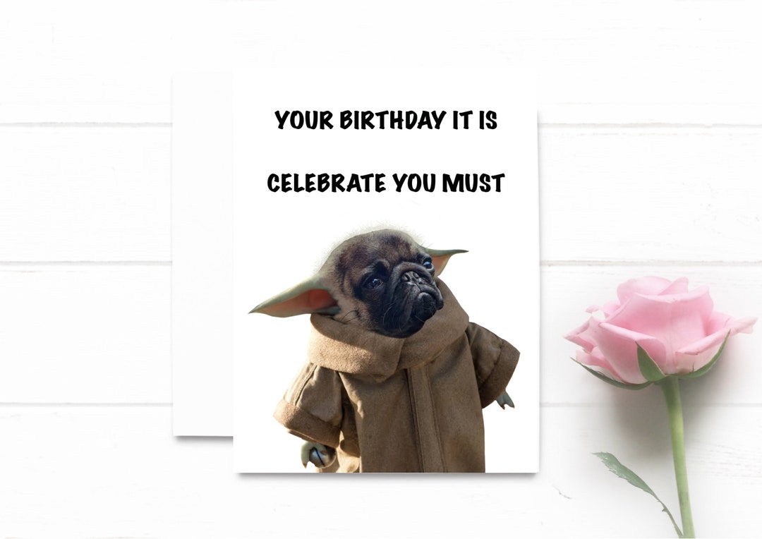 Baby Pug Birthday Card. Pug Birthday Card. Cute Dog Card. Funny ...