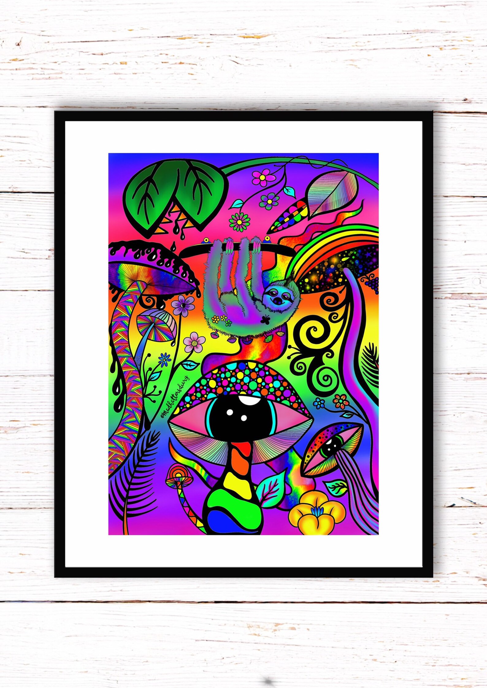 Sloth Print Trippy Mushroom Print Trippy Art Poster. - Etsy