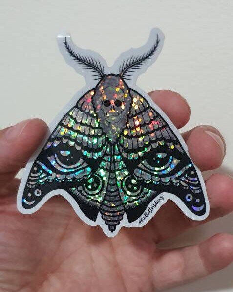 Glitter Holographic Moth Sticker | Etsy