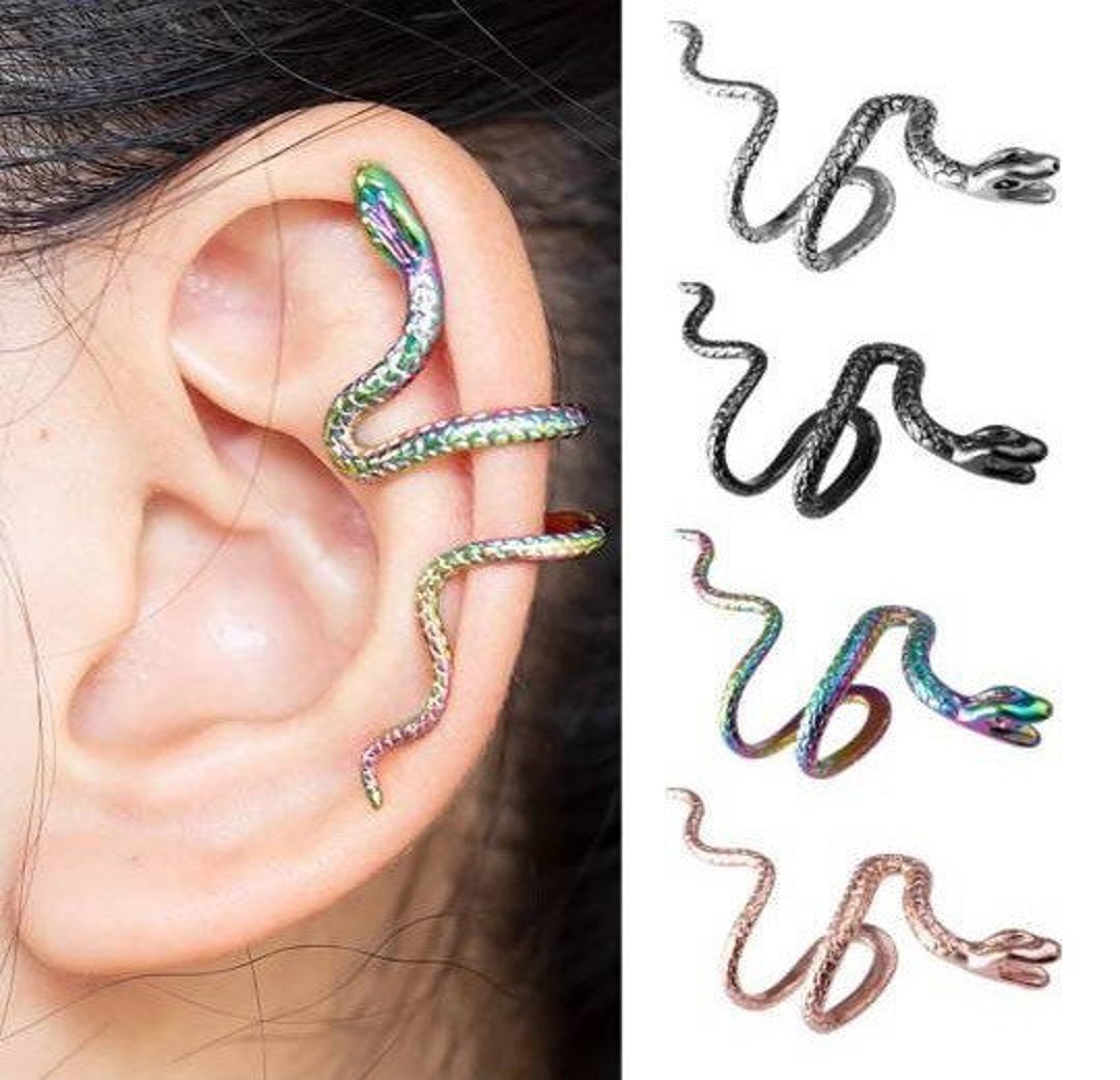 Snake Ear Cuff. Silver Ear Wrap. Punk Goth. Ear Climber No Pierce ...