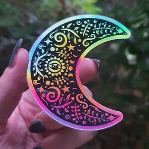 Beautiful Moon Holographic Sticker. Moon Sticker. Witch Sticker. Laptop ...