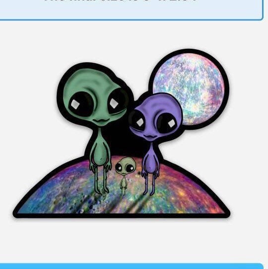 Alien Family Psychedelic Trippy sticker. Waterproof Stickers | Etsy