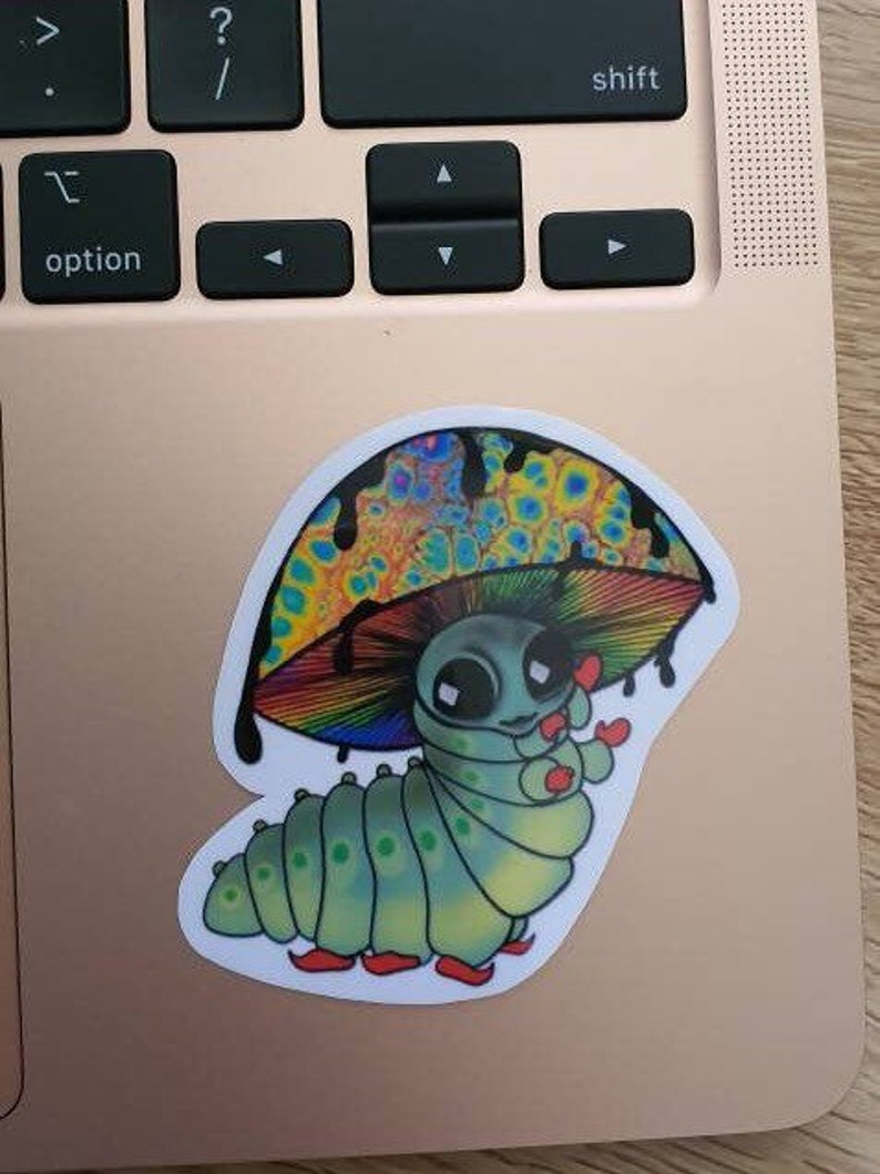 Mushroom Alien Caterpillar Sticker Trippy Sticker. Psychedelic - Etsy ...