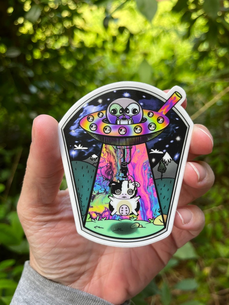Alien UFO Cow Abduction. Vending Machine Sticker. Alien - Etsy
