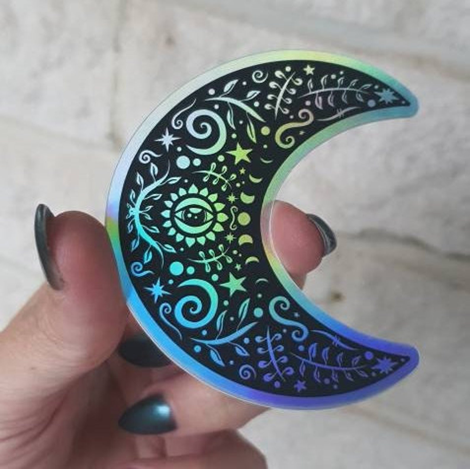 Beautiful Moon Holographic Sticker. Moon Sticker. Witch Sticker. Laptop ...