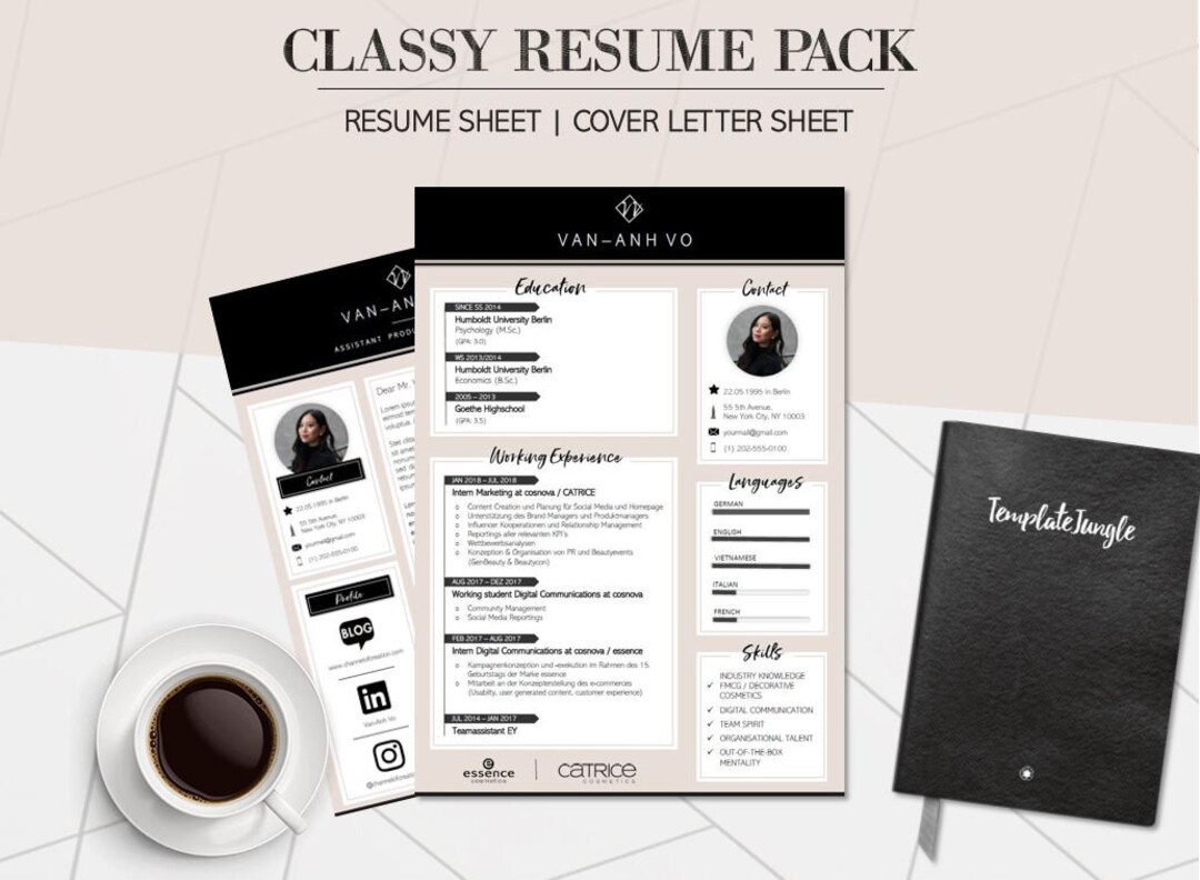 Modern Resume Template Pack CLASSY Professional CV & Cover - Etsy