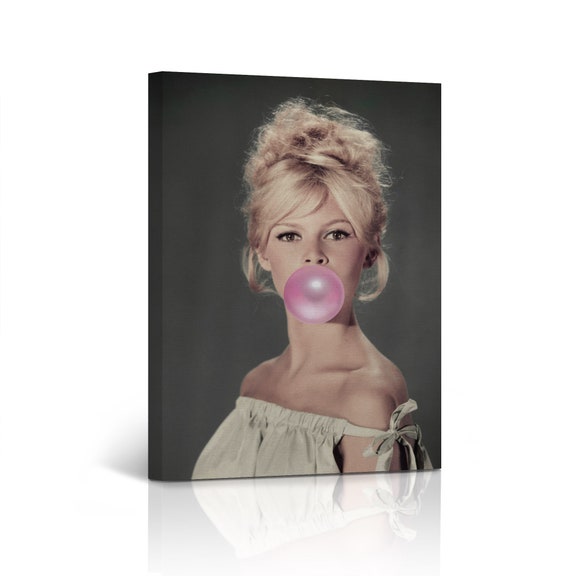Brigitte Bardot Pink Bubble Gum Chewing Gum Colored Portrait | Etsy